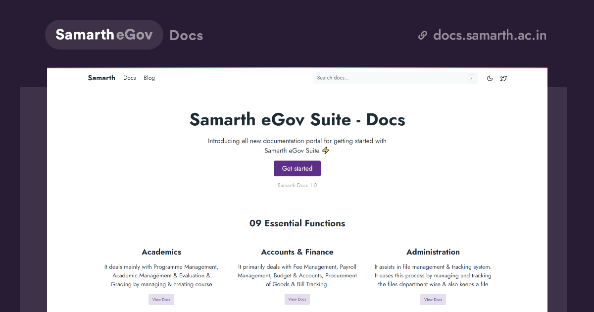 Getting Started - Samarth Getting Started - Samarth